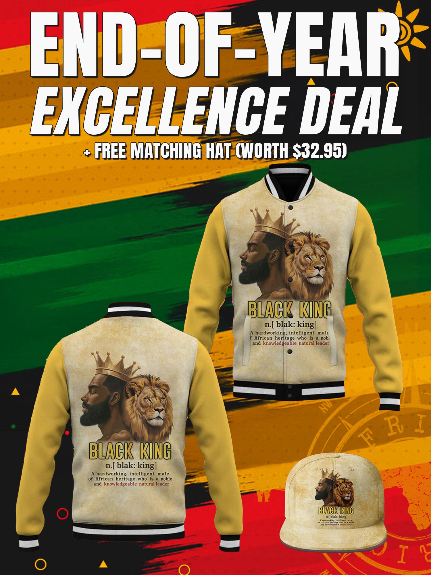 Black King Gold Baseball Jacket & Hat Bundle – Theblackluxe